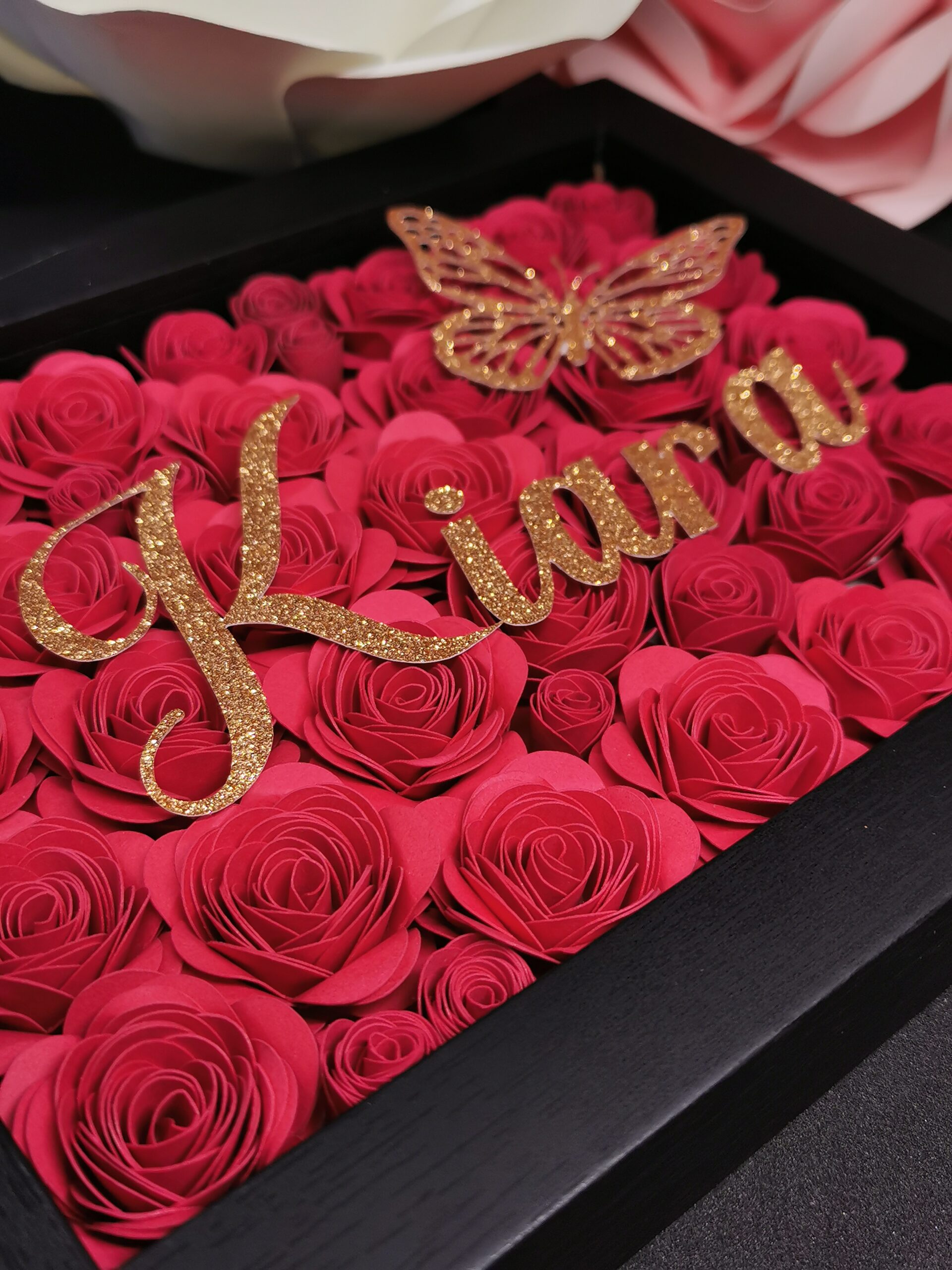 Glitter Name Roses Frame - Handmade By Artsya